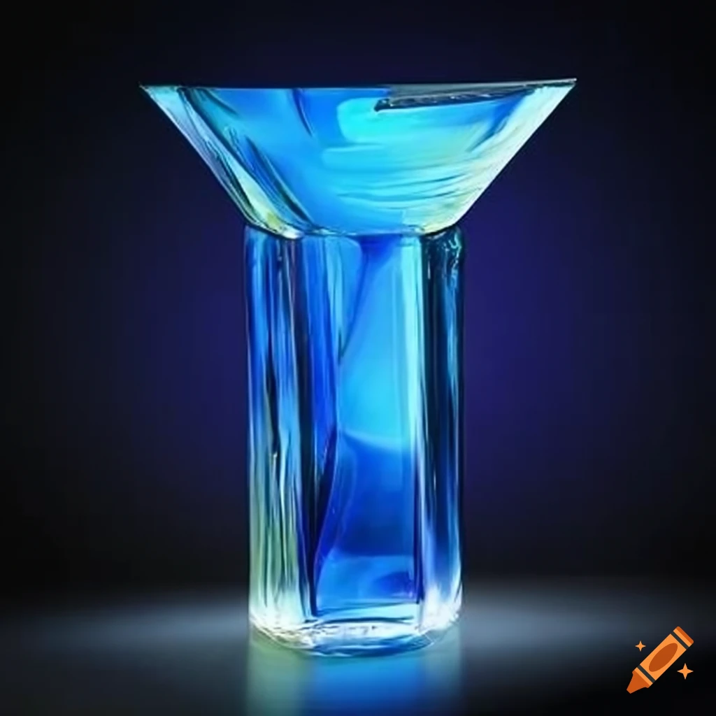 Dramatic lighting on a glass vase in a cubist style