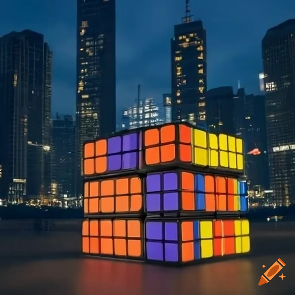 Giant rubik's cube in the city