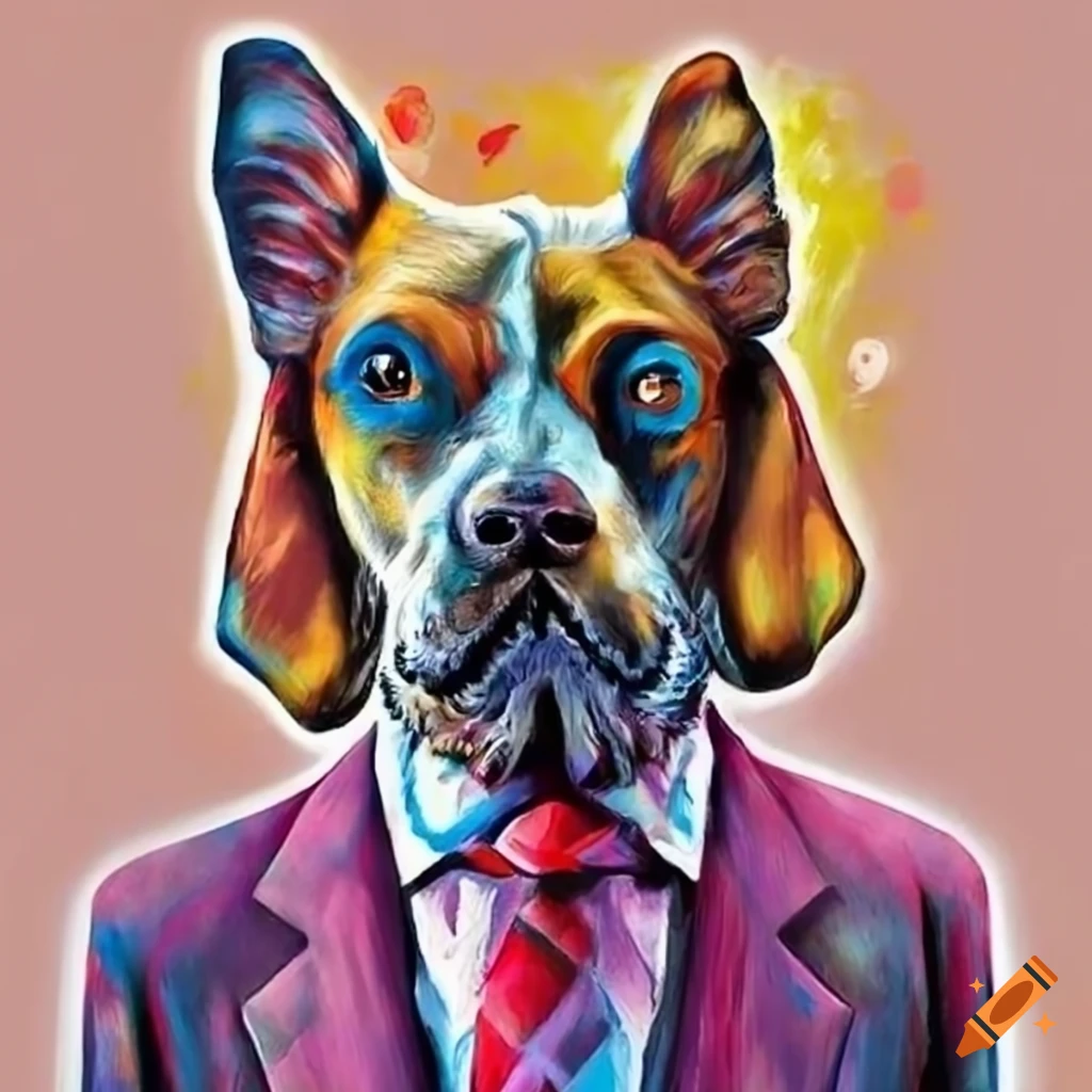 Irreverent artwork of a dog expressing an opinion on donald trump