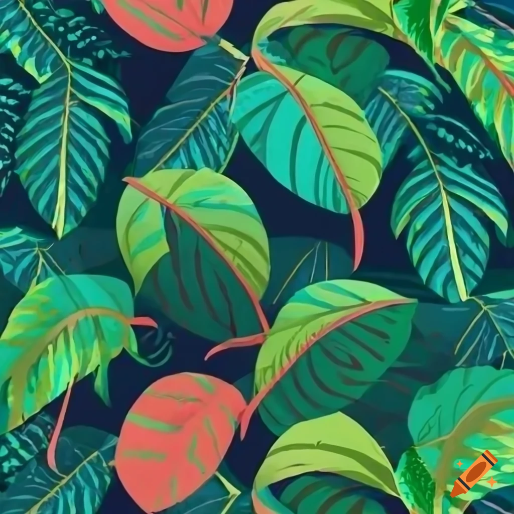 Tropical leaves wallpaper on Craiyon