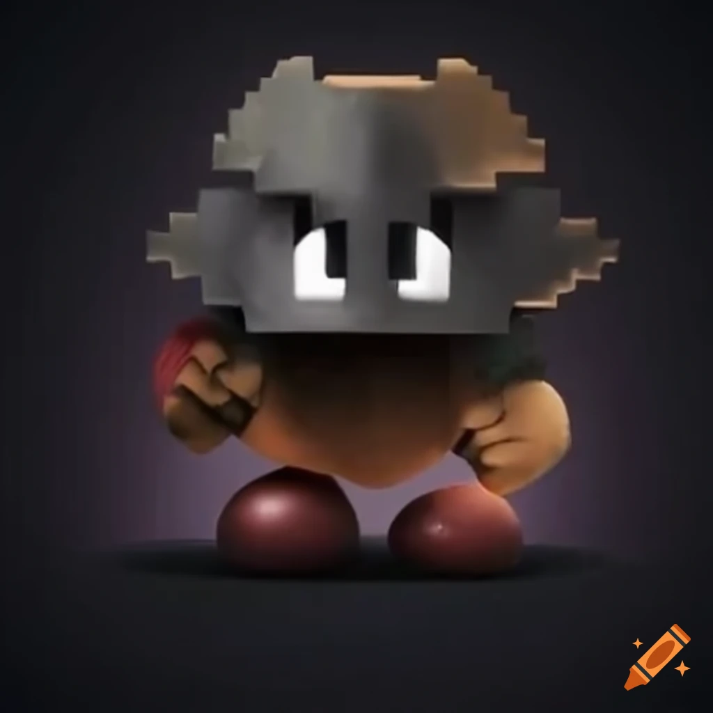 Transformation of a goomba into a dark warrior with a mask