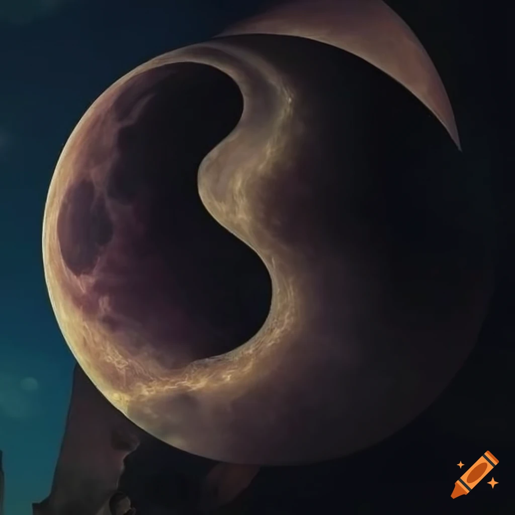 Close up painting of a surreal full moon