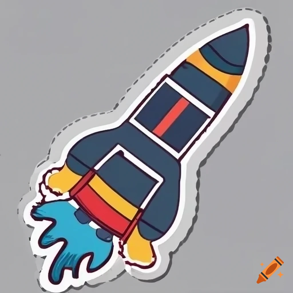 Space-themed rocket sticker