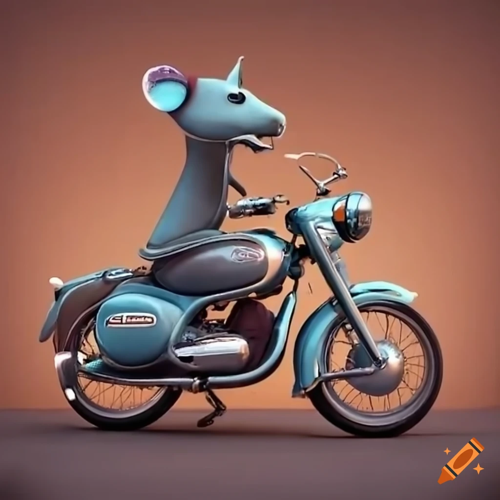 Mouse riding a jawa 250 592 on Craiyon