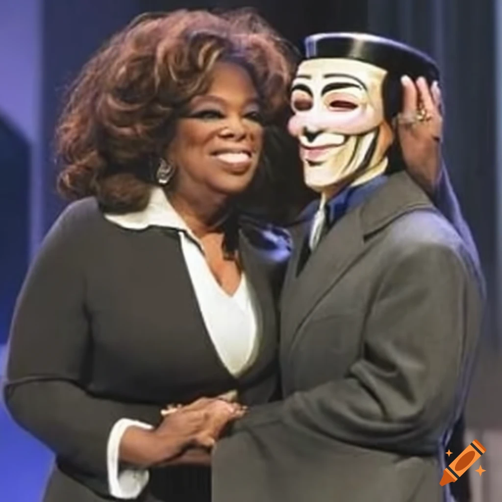 Satirical image of v for vendetta appearing on oprah's show