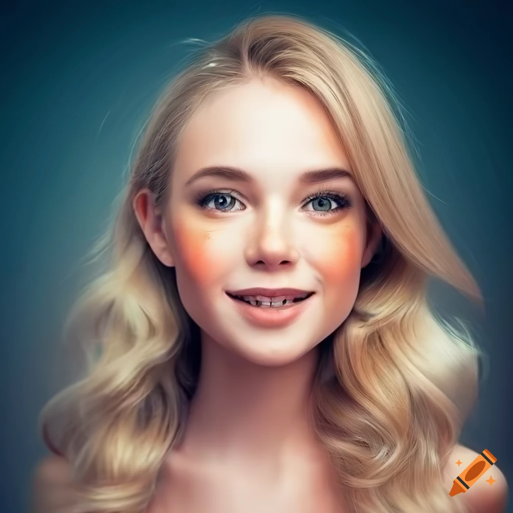 Portrait of a beautiful young woman with freckles and blonde hair on Craiyon