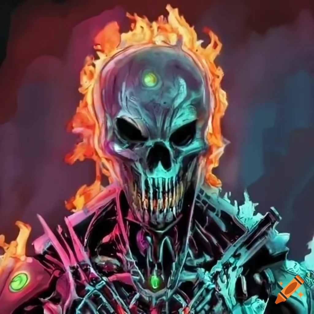 High-resolution art of ghost rider and ultron on Craiyon