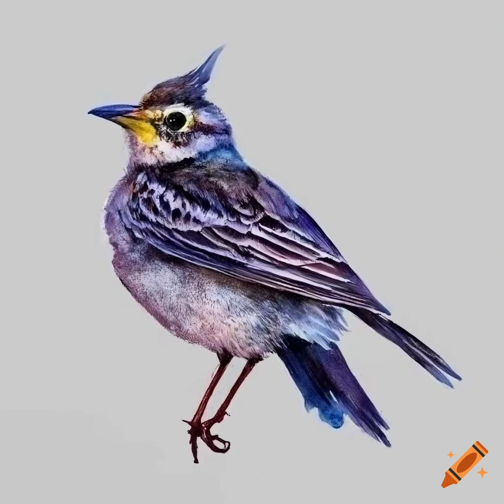 Scientific drawing of a skylark on white background on Craiyon