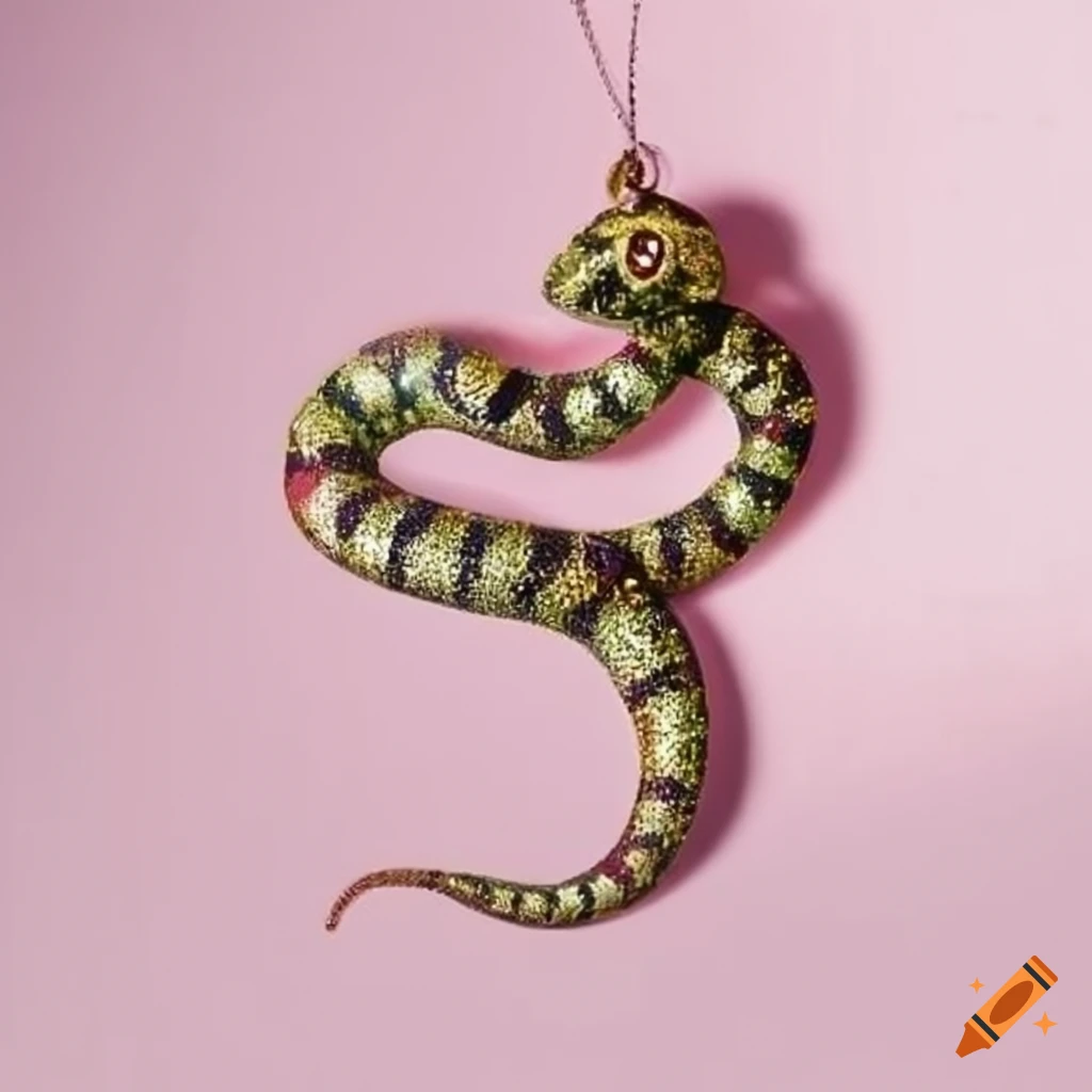 Glittery metallic snake christmas ornament on Craiyon