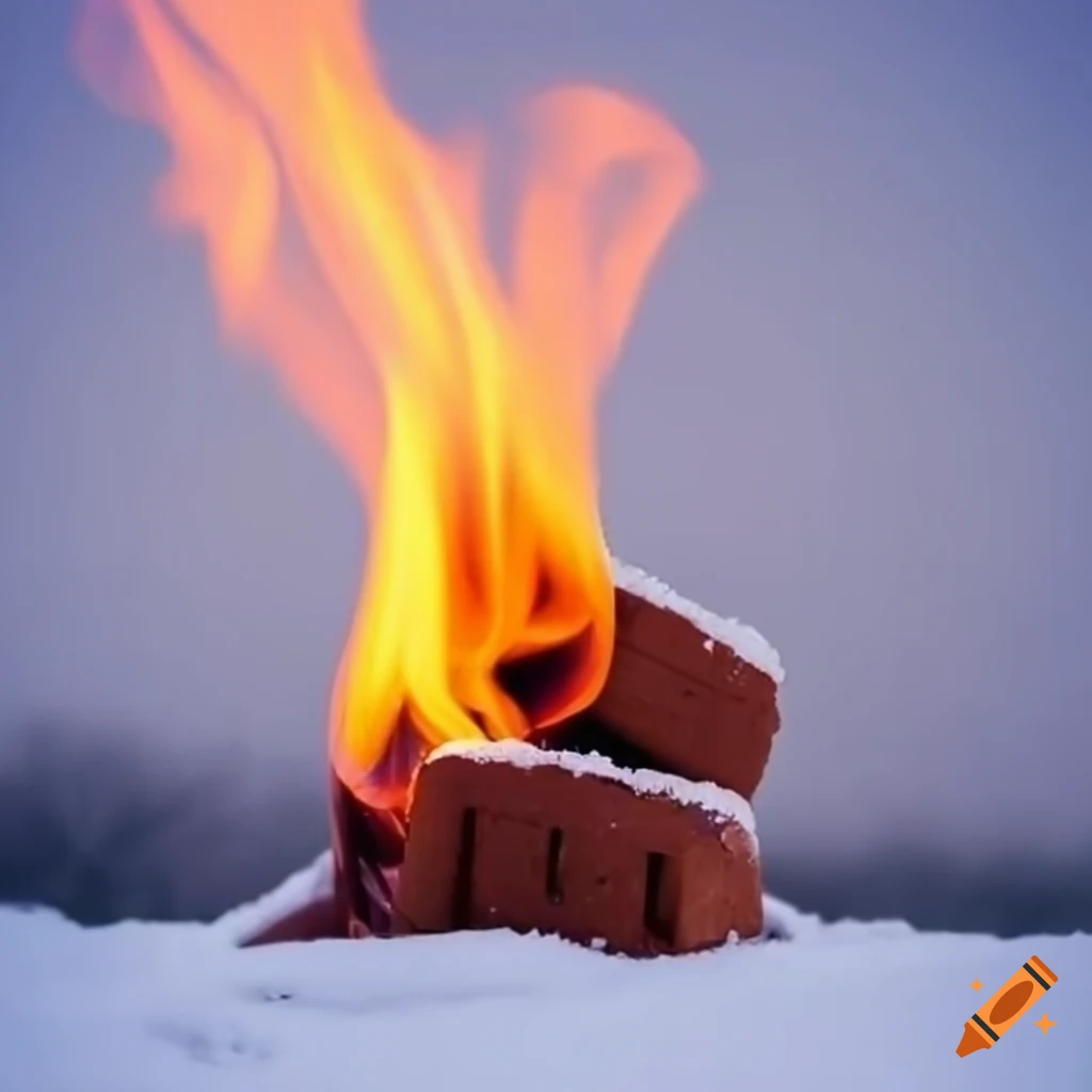 Fire burning in winter with scenic view on Craiyon