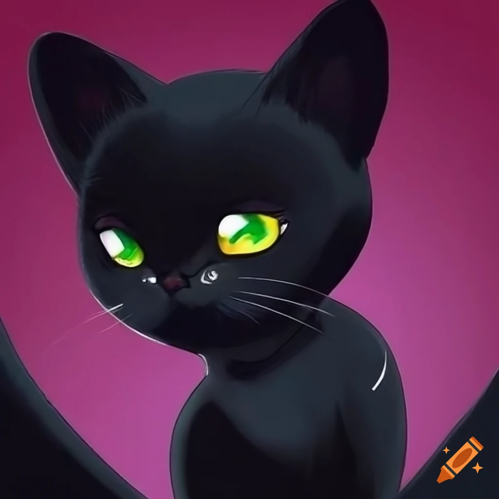 Stylish black cat on Craiyon