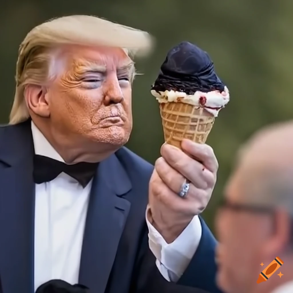 Donald trump with an ice cream cone on Craiyon