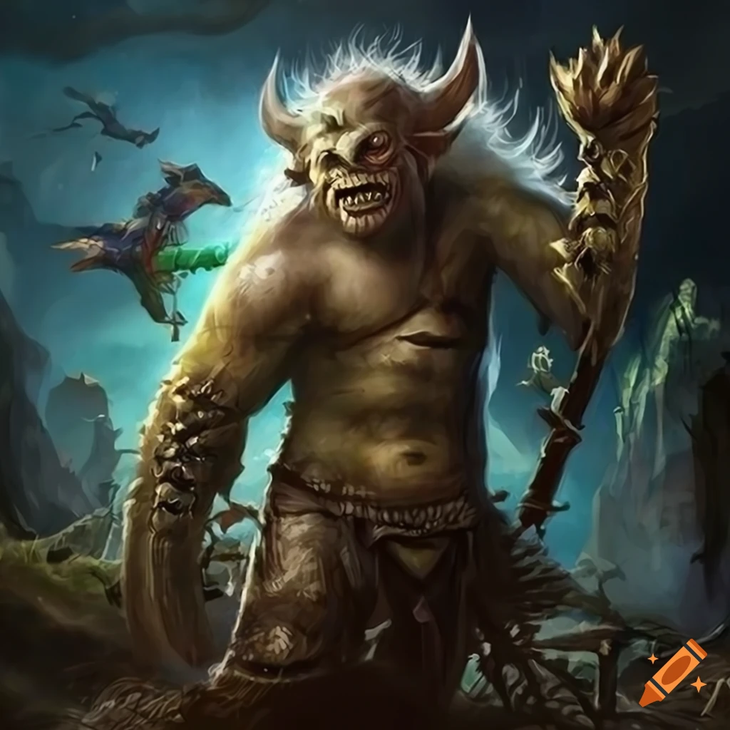 A troll guarding a dungeon door on Craiyon