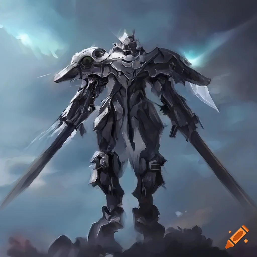 Realistic painting of a white mecha on Craiyon