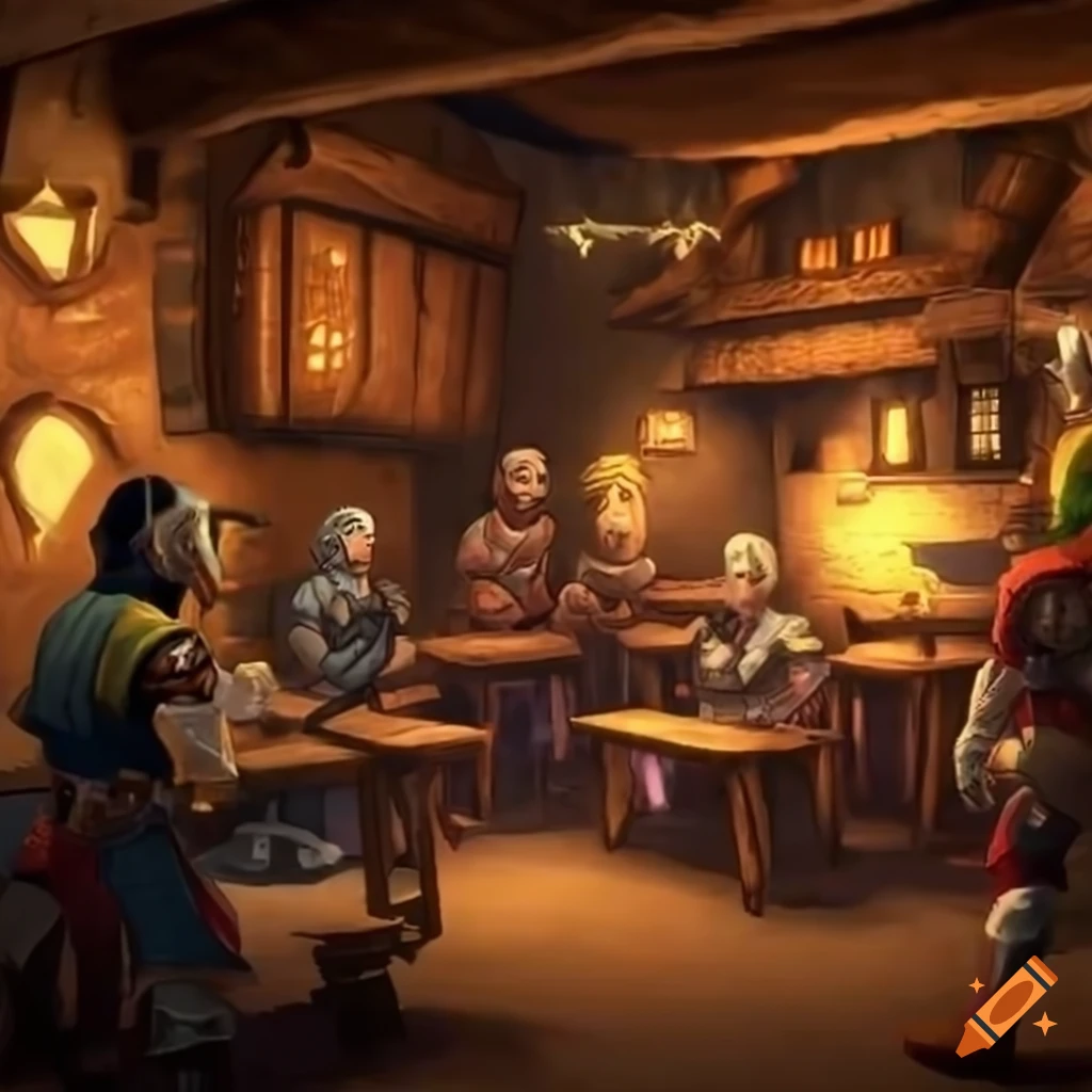 Image of a bustling modern tavern inspired by video games on Craiyon