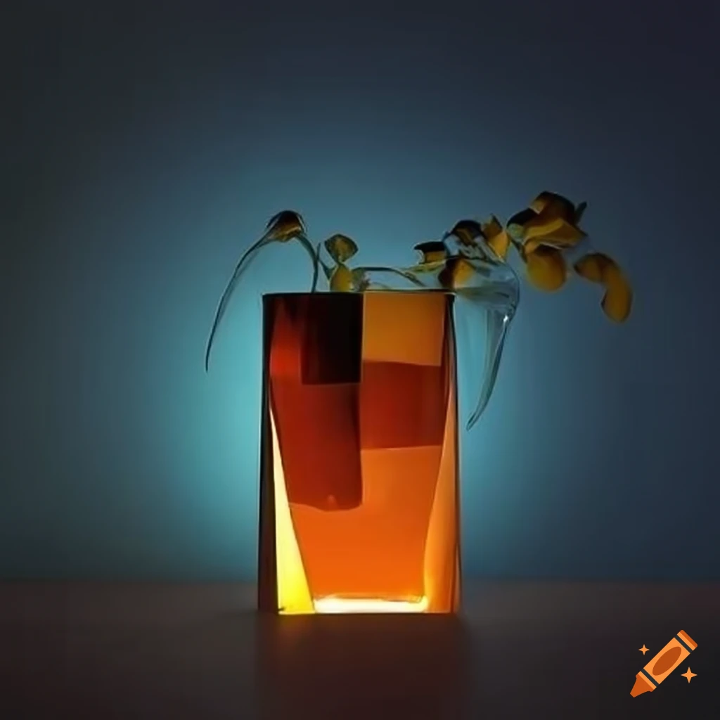 Cubist glass vase with dramatic lighting on Craiyon