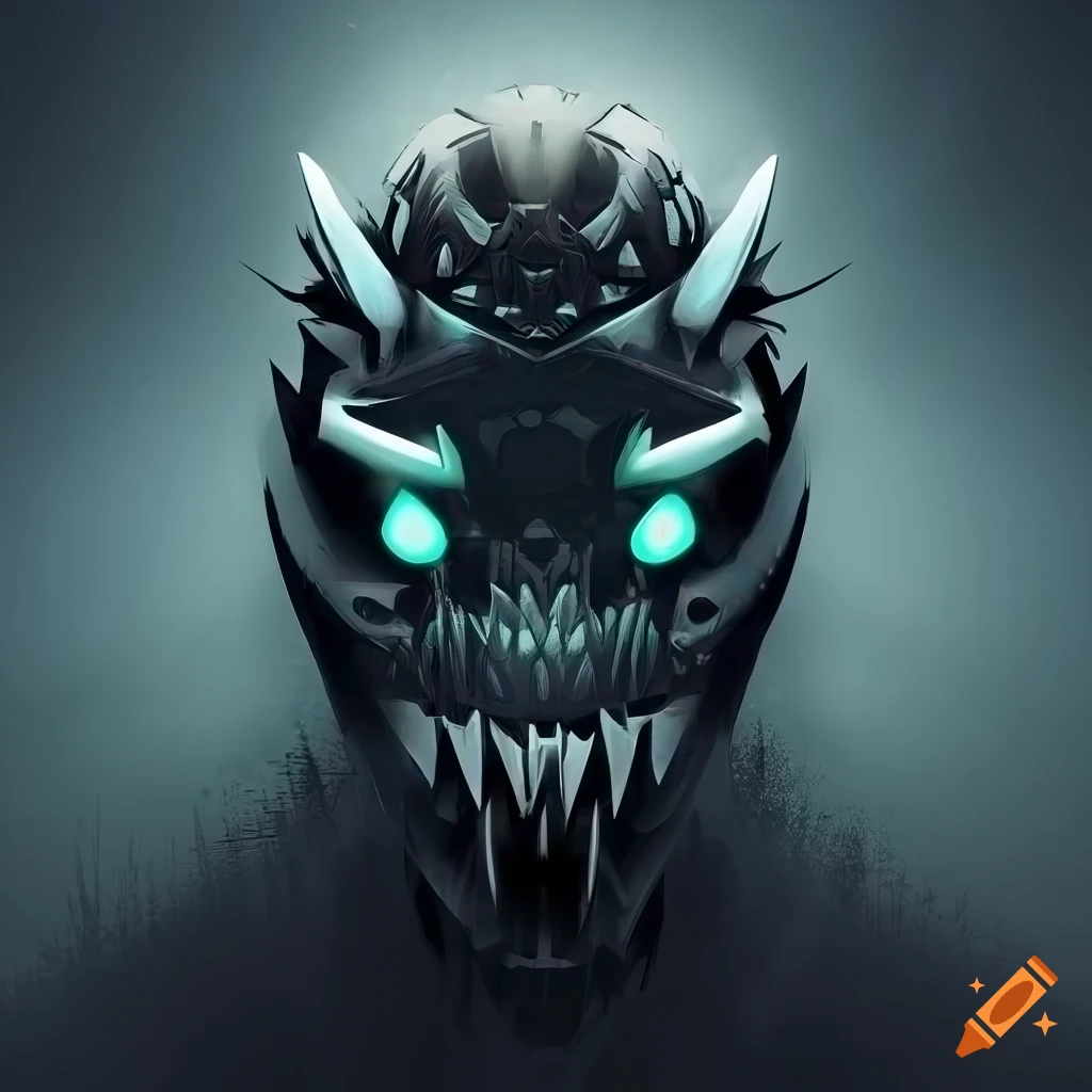 Hyperrealistic digital illustration of a terrifying monster with glowing eyes on Craiyon