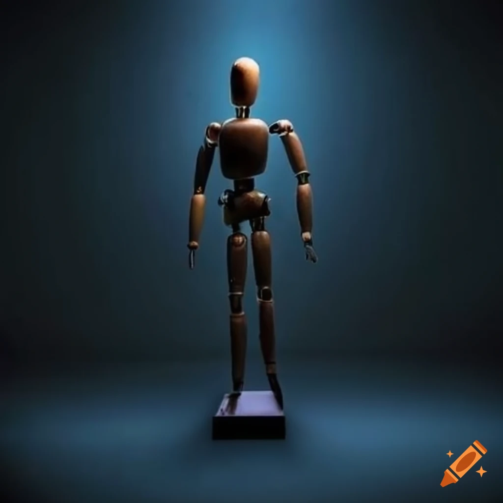 Surreal manikin in a dark room