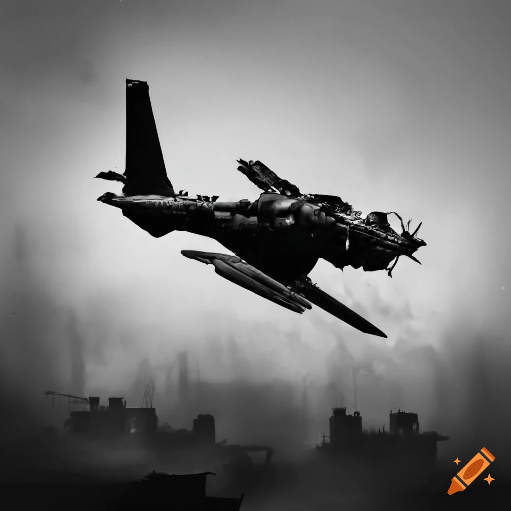 Black and white image of aerial bombardments in war