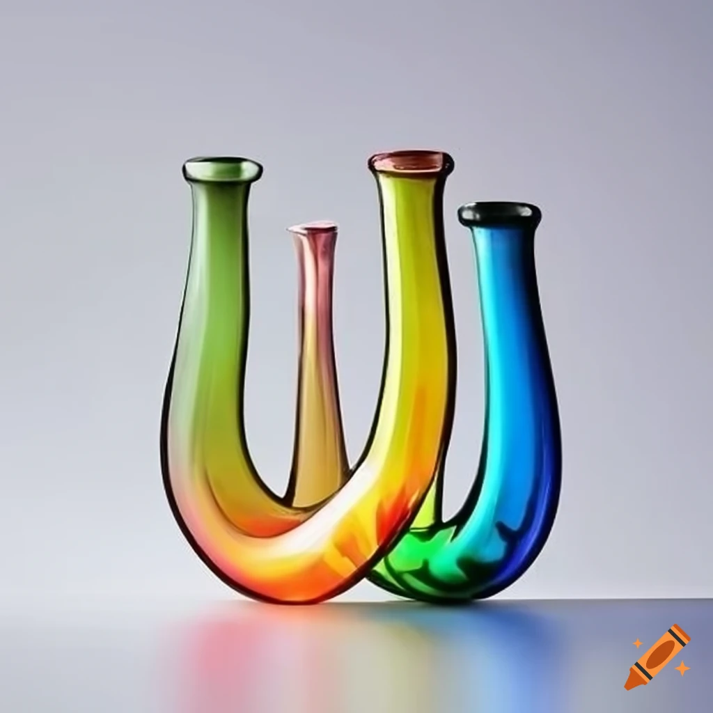 Curvy glass drawer handle in vibrant color