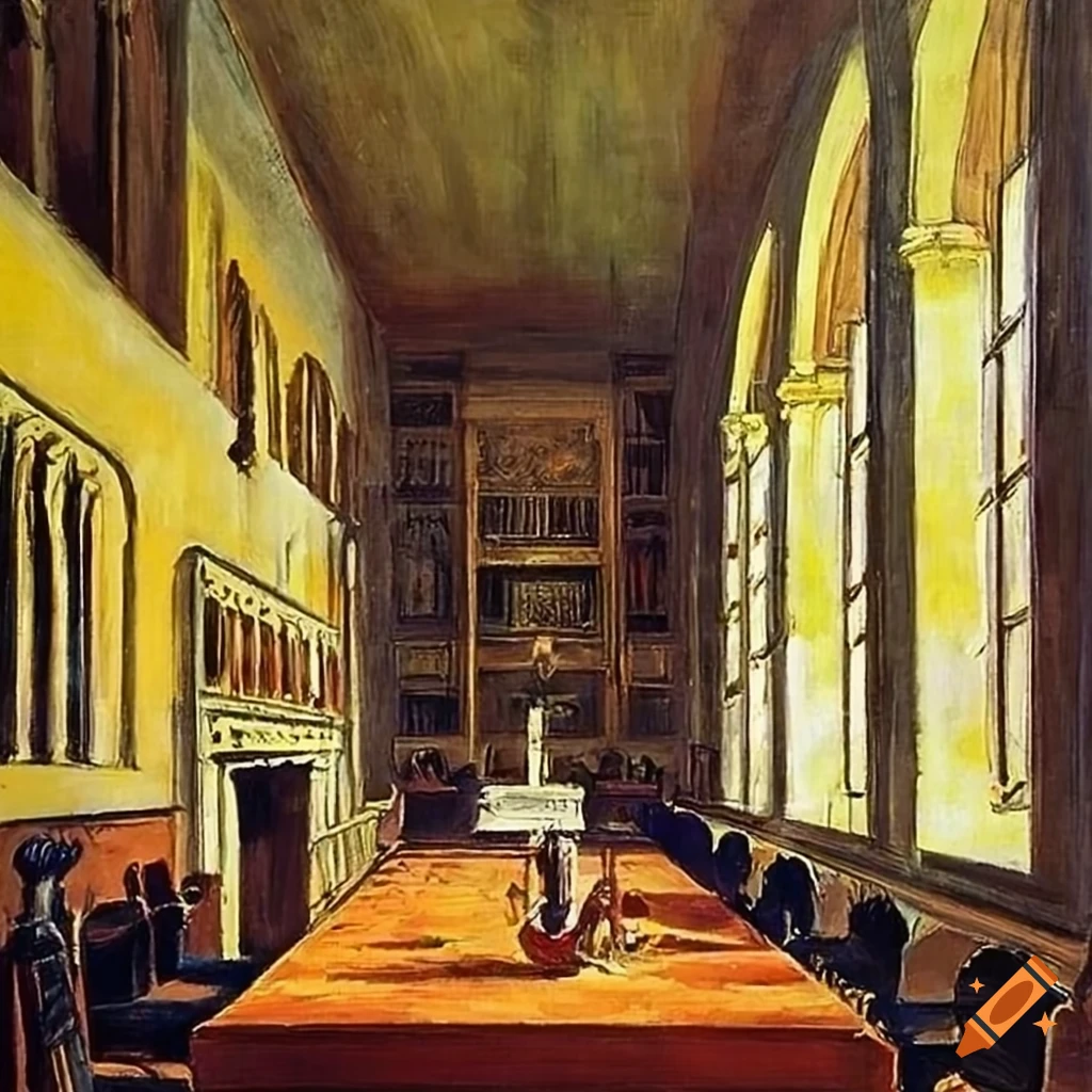 Interior of oxford college dining hall artwork on Craiyon