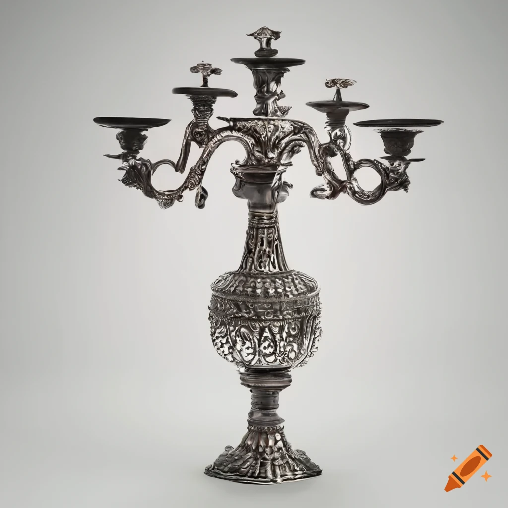 Intricate silver vase with two handles