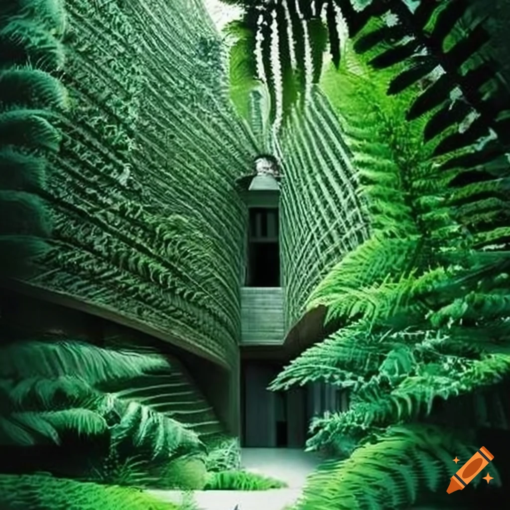 Fern-inspired architecture on Craiyon