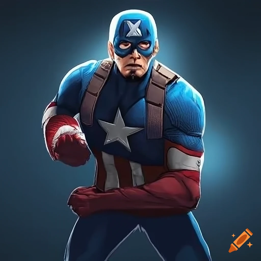 Captain america themed superhero with serotonin powers and shield on ...