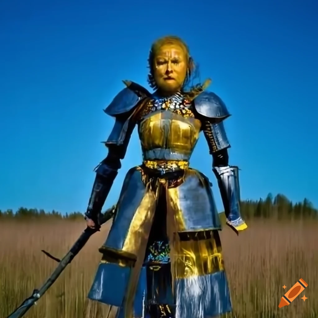 Medieval woman wearing light armor and pants on Craiyon
