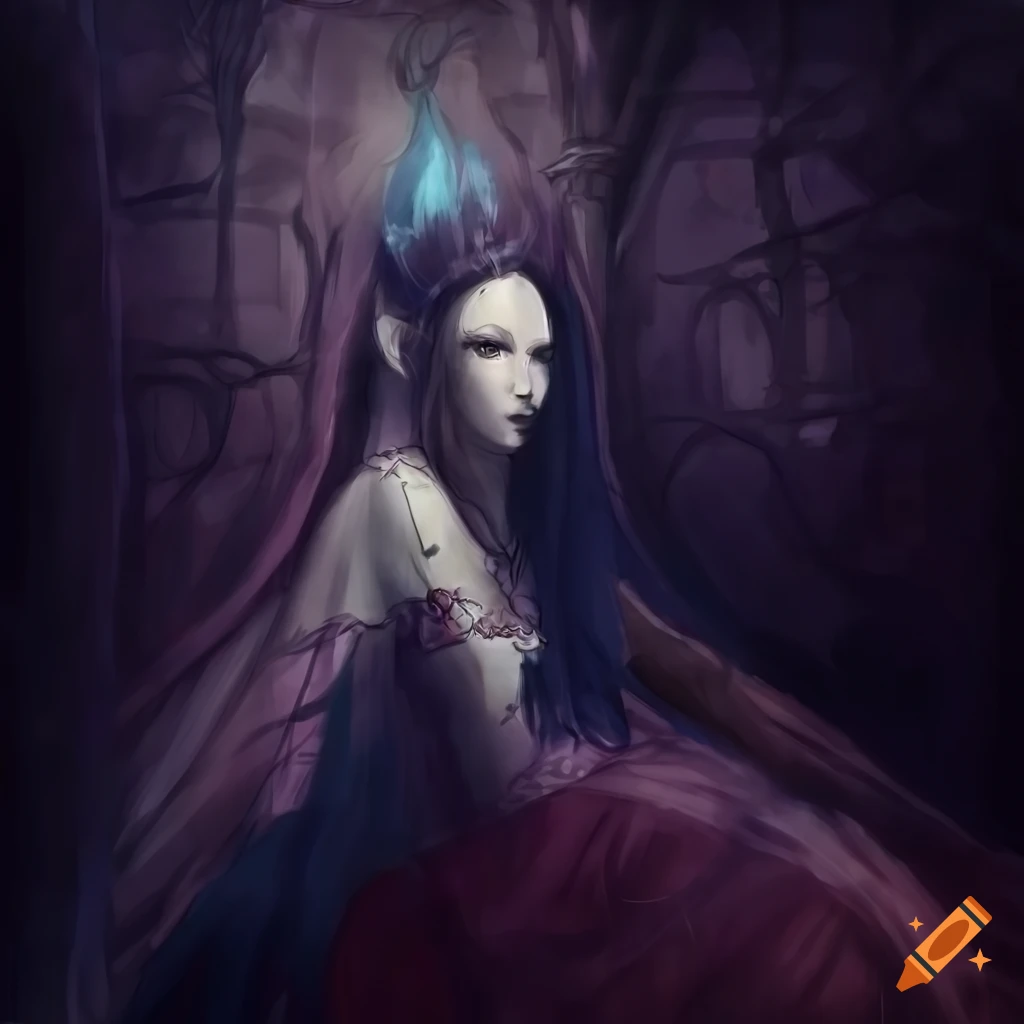 Gothic witch casting a magical spell on Craiyon