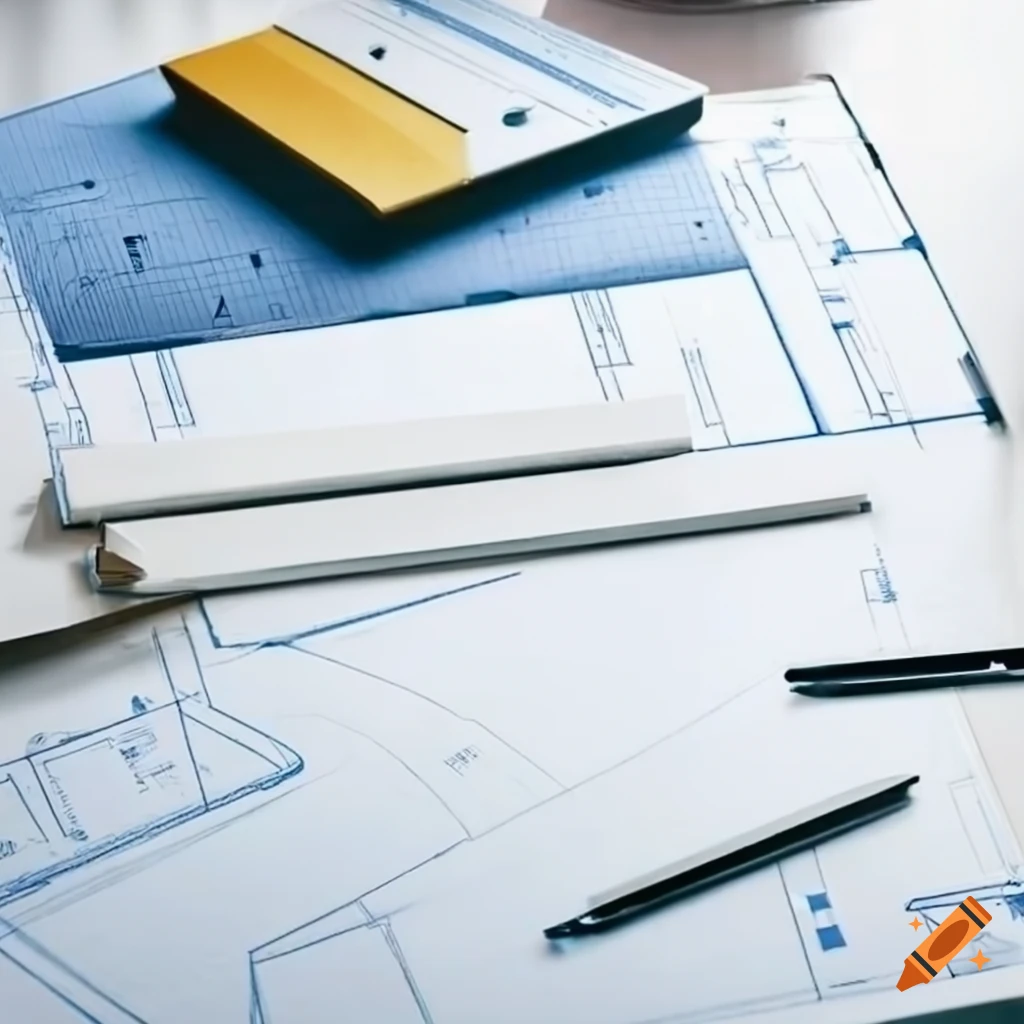 Blueprint on a table