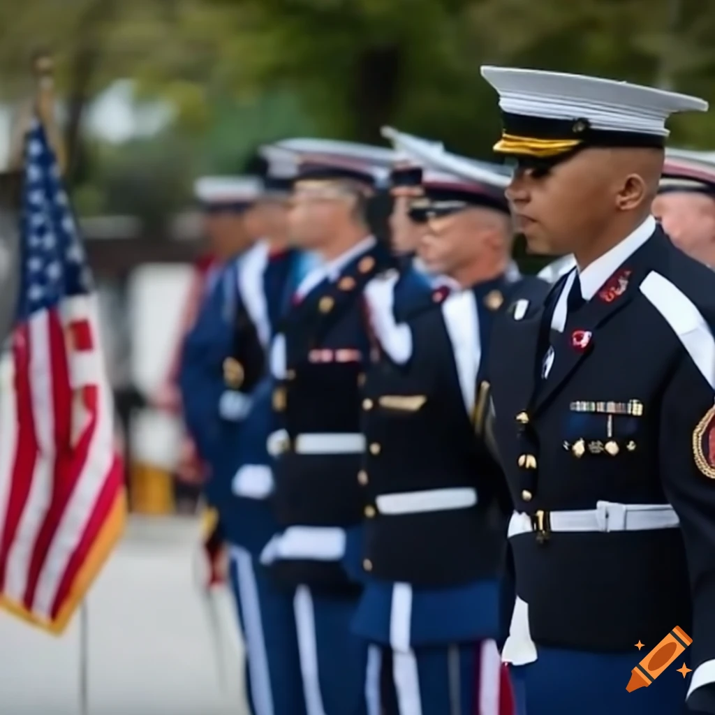 Patriotic ceremony with veterans and honor guard on Craiyon
