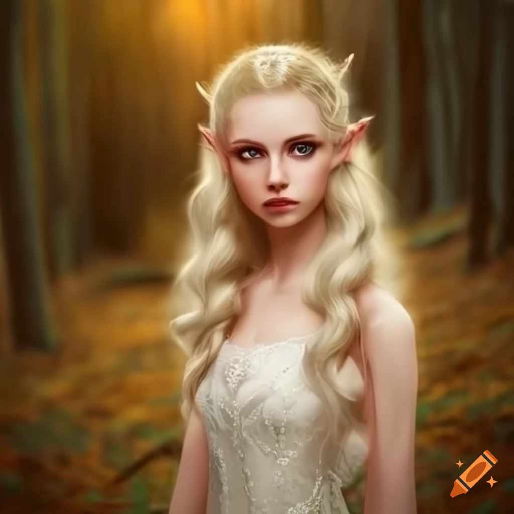 Beautiful elf girl in a wedding dress on Craiyon