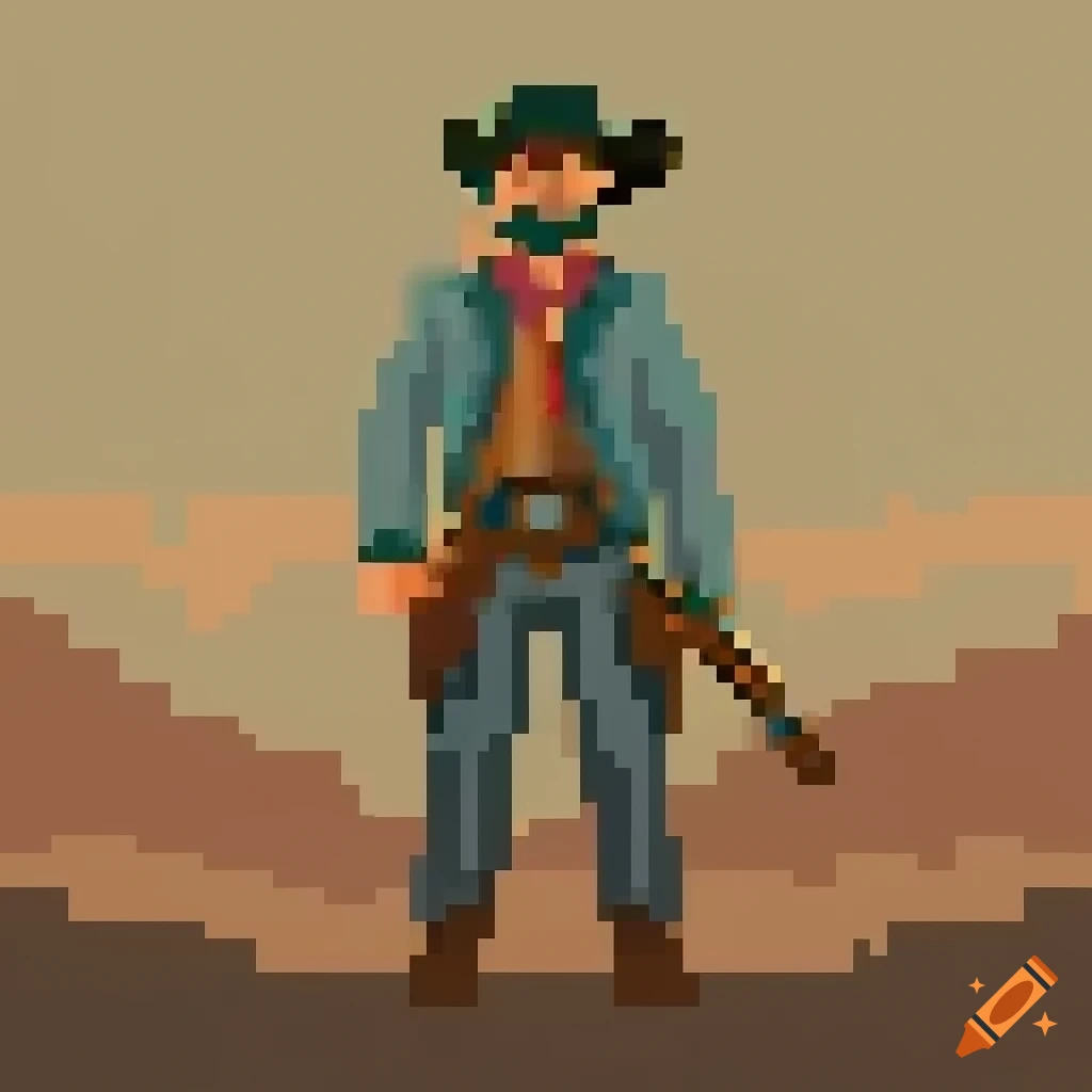 Pixel art of a wild west theme on Craiyon