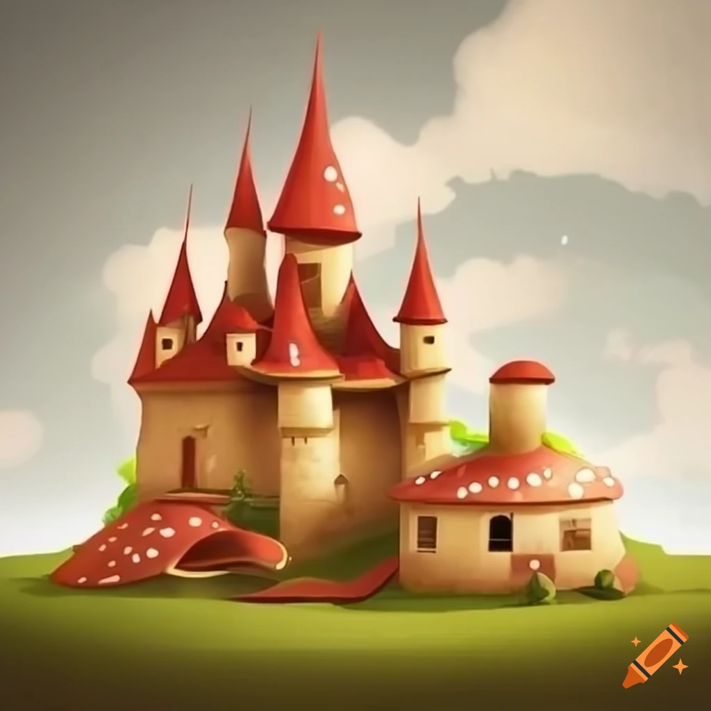 Castle with unique mushroom-shaped roofs
