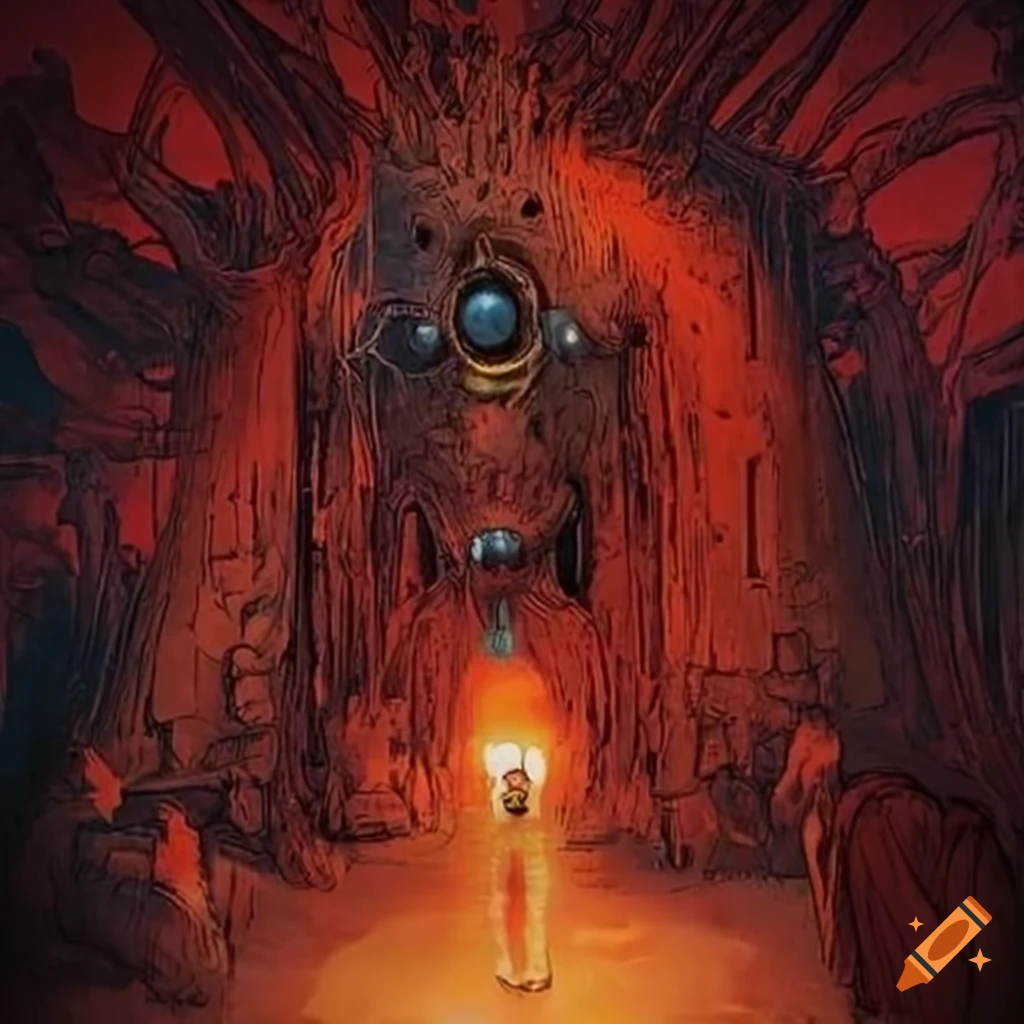 Red moebius bio machine artwork on Craiyon