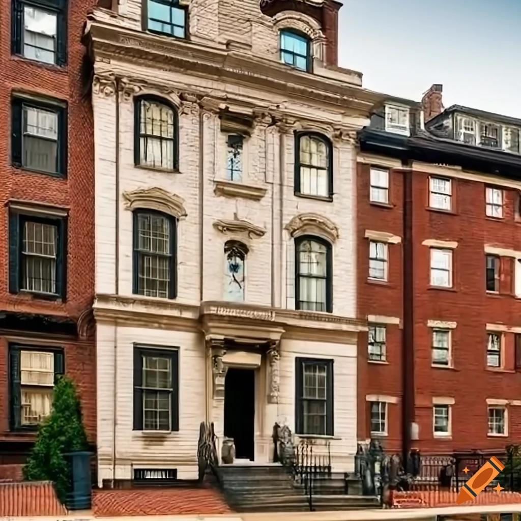 Photorealistic neoclassical townhouse exterior on Craiyon