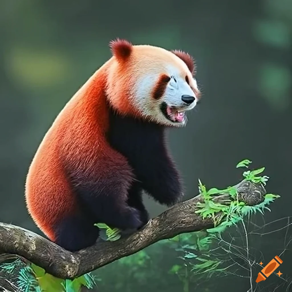 Crimson giant panda with deep red fur on Craiyon