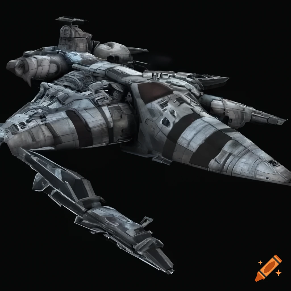 Scifi gunship illustration on Craiyon