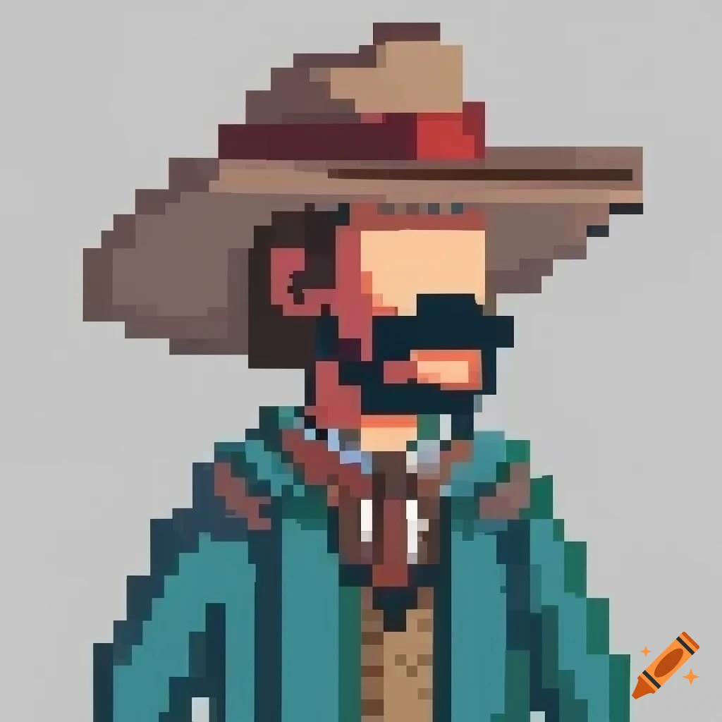 Pixel art of a wild west town with 1865 citizens