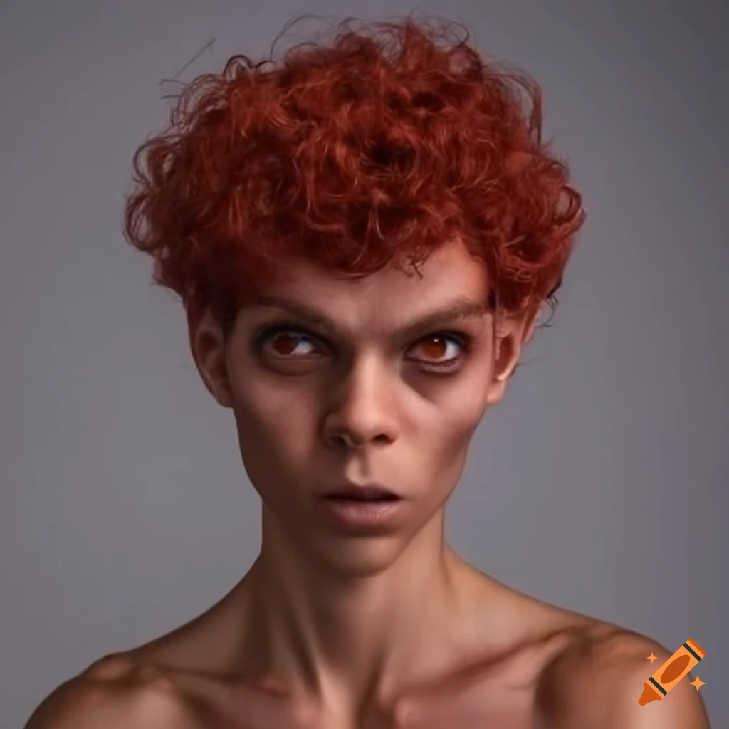 Blue-skinned humanoid alien man with pointed ears and white curly hair ...