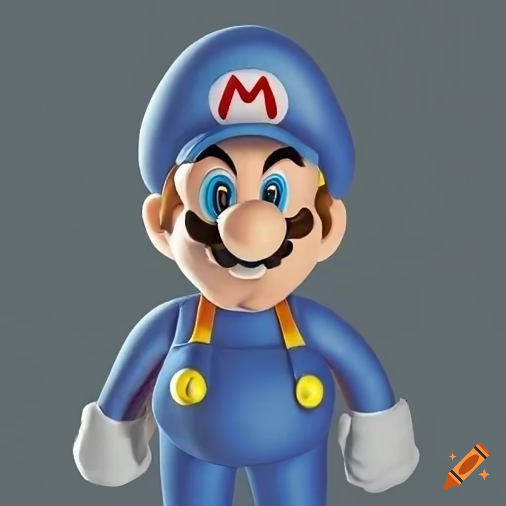 Blue hat worn by super mario on Craiyon