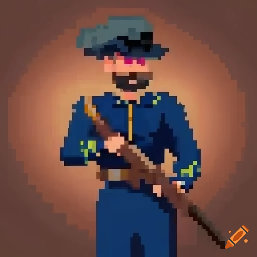 Pixel art of a 1865 usa army captain in uniform