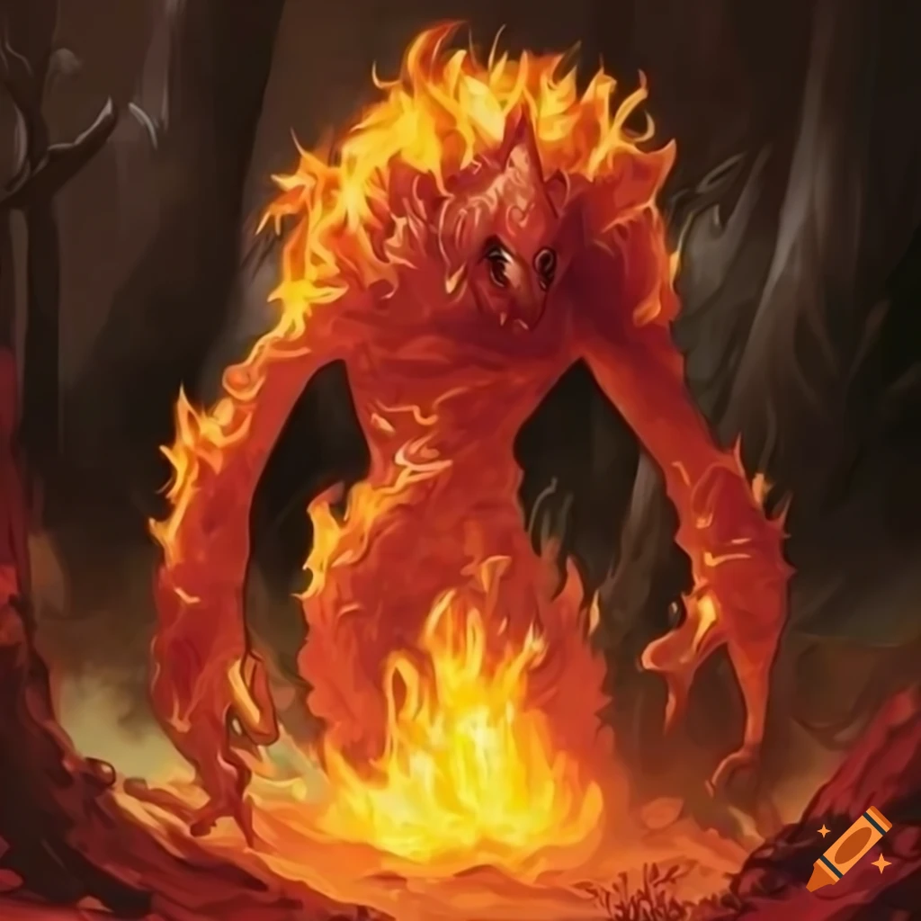 Art of a lesser fire elemental on Craiyon
