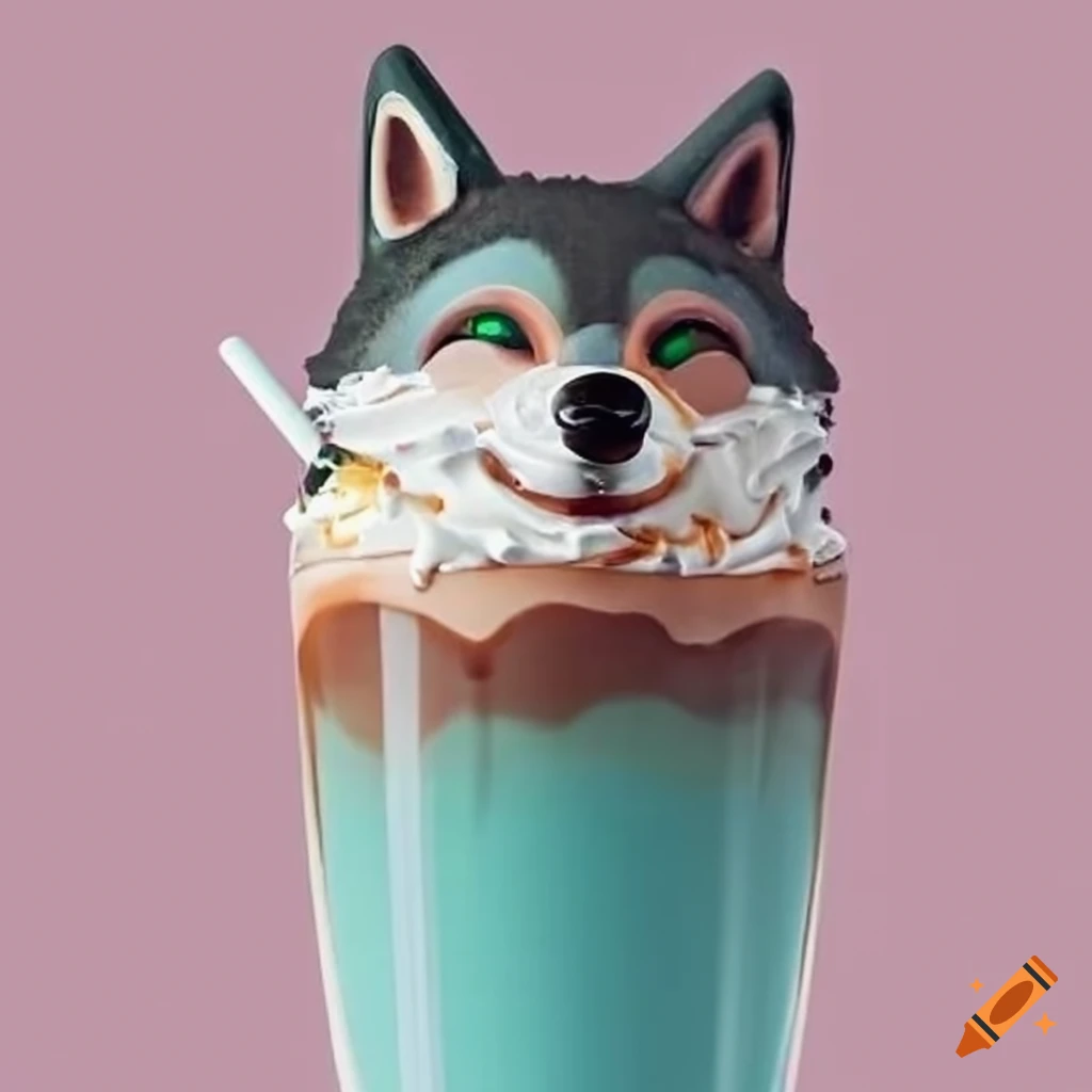 Delicious milkshake with a wolf theme on Craiyon