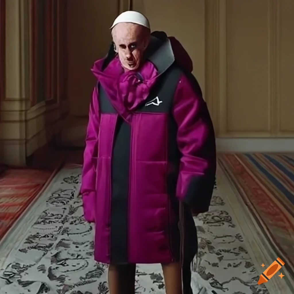 Image of pope francis wearing north face jacket and jordans sneakers on ...