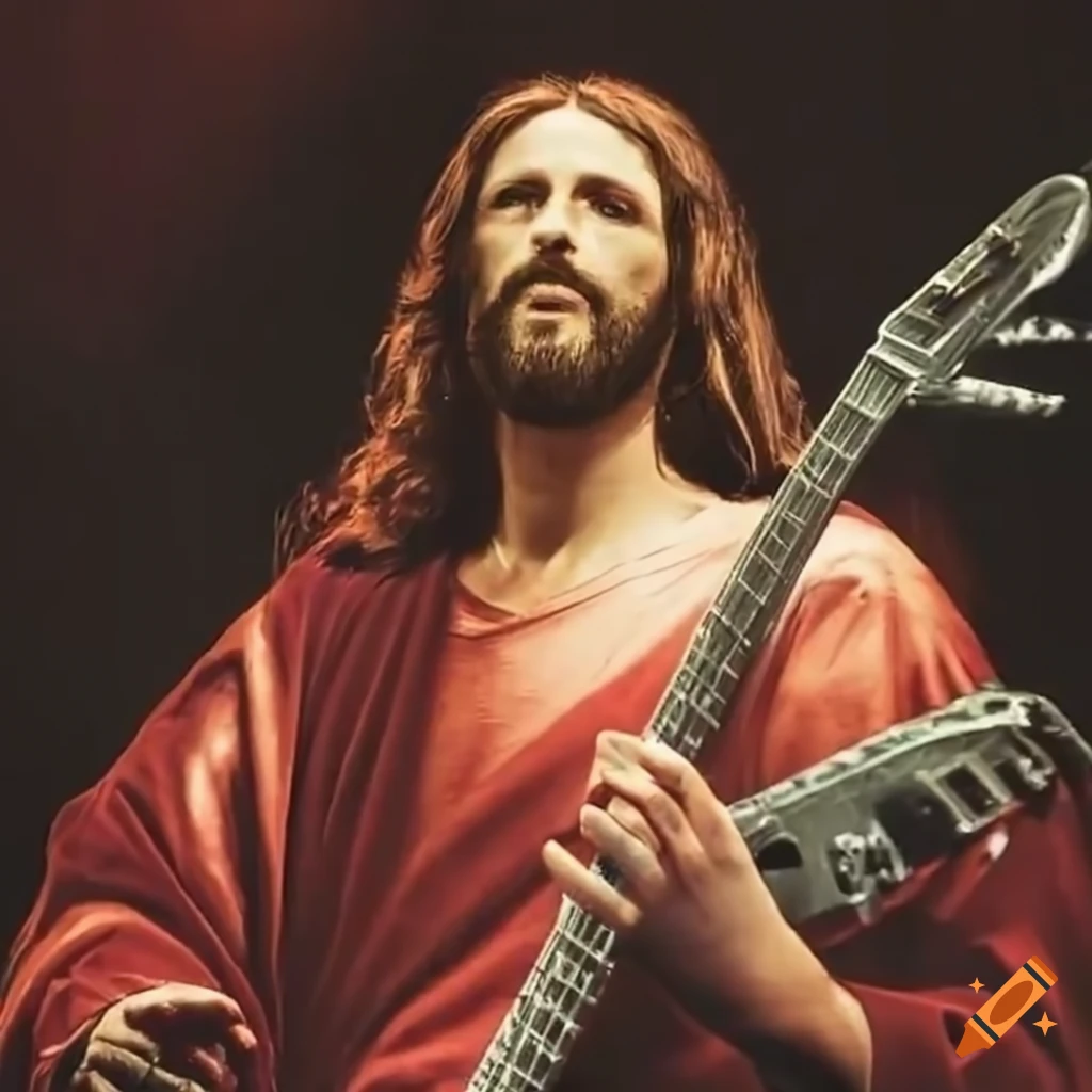 Jesus christ rocking out at a metal concert