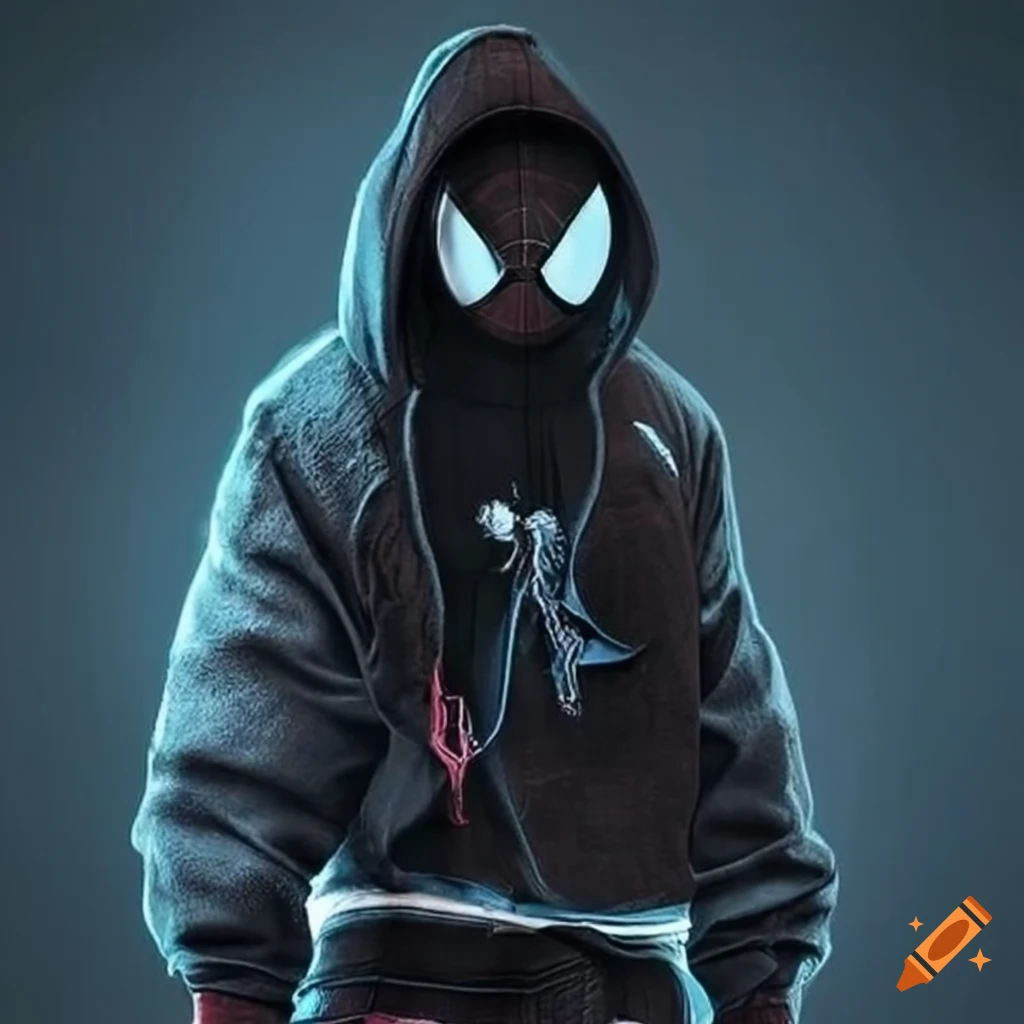 Spiderman in trendy streetwear on Craiyon