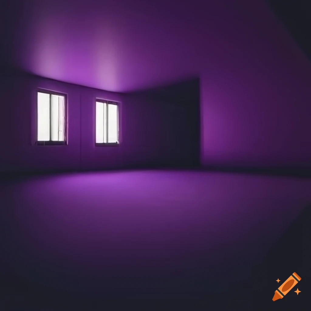 Purple-walled room with black carpet on Craiyon