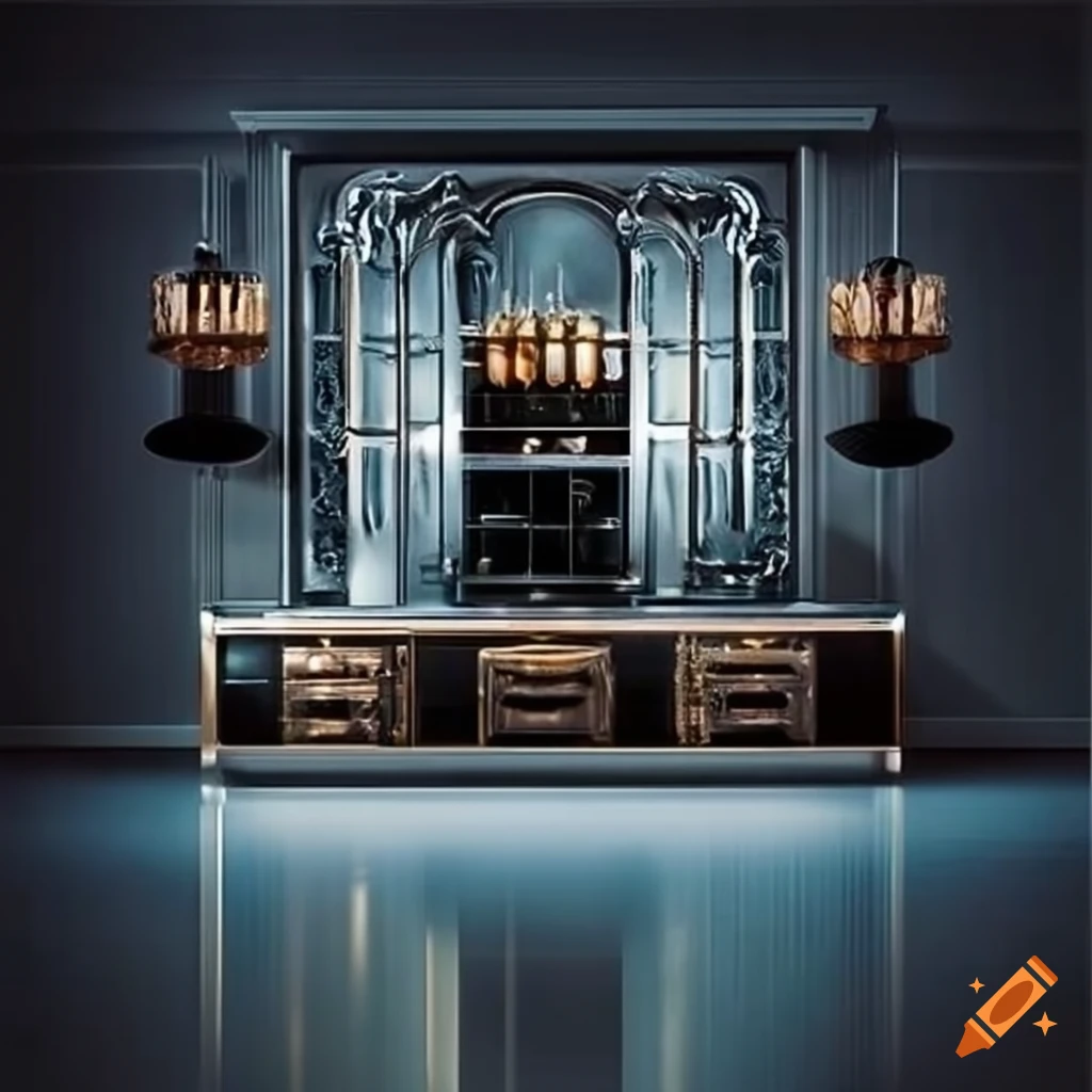 Luxurious kitchen with a rock and metal music theme